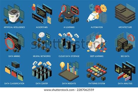 Machine Learning Set Isolated Compositions Isometric Stock Vector Royalty Free 2287062559