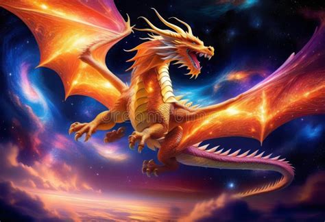 The Enigmatic Realm Of The Celestial Dragon Stock Illustration Illustration Of Fantasy