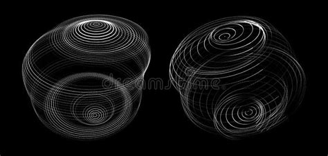 Set Of Abstract Spheres From Points On A Black Background Network Connection Structure Big