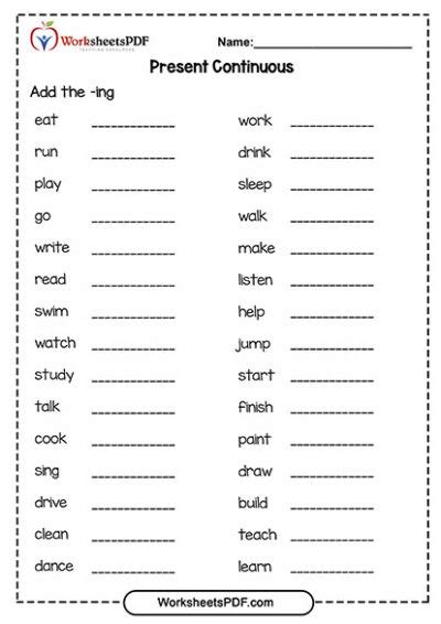 Present Continuous Worksheets Grammar And Exercises