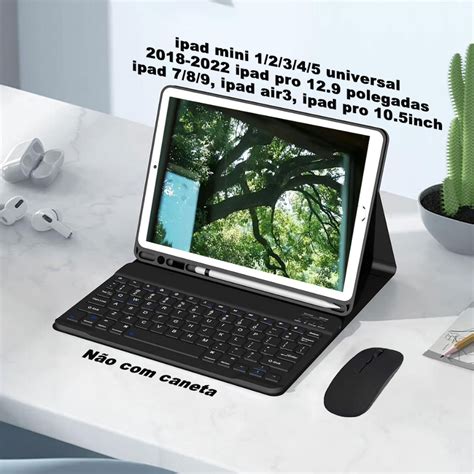 Capa Protetora Teclado Mouse Para Ipad 789 Mini 12345 Air3 Ipad Pro 105129inch