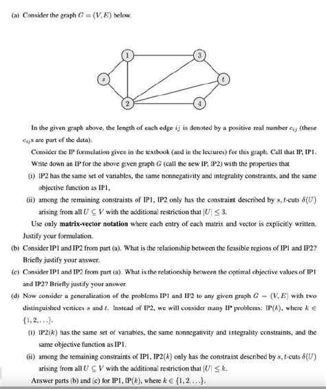 A Consider The Graph G V E Below In The Given Chegg