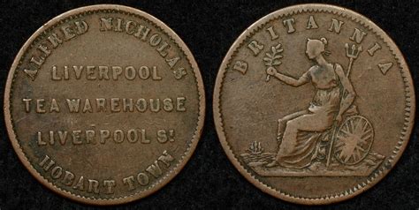 Australia C1860 Alfred Nicholas Half Penny Token About Fine The Purple Penny