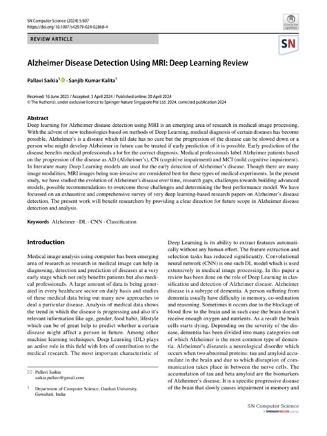 Alzheimer Disease Detection Using Mri Deep Learning Review Pdf