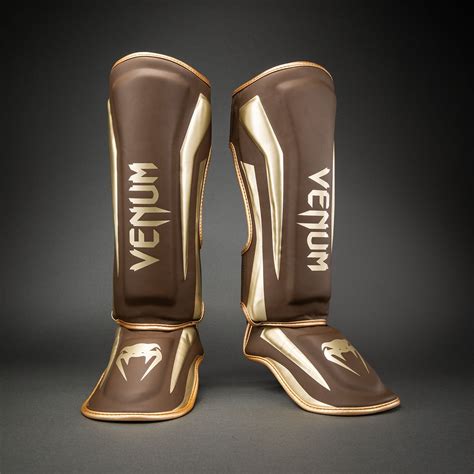 Venum Elite Shin Guards Dark Brown