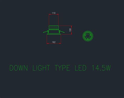 Down Light Type Led 145w Dwg Cad Block Download