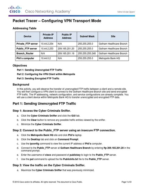 4 3 3 3 packet tracer configuring vpn transport mode download free
