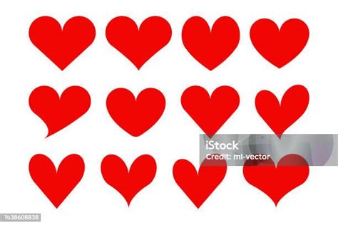 빨간 심장 아이콘의 집합입니다 흰색 배경에 하트 모양입니다 사랑의 상징 플랫 하트 실루엣 벡터 발렌타인 데이 벡터 그림 개념에 대한 스톡 벡터 아트 및 기타 이미지 Istock