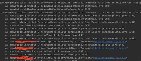 invalidprotocolbufferexception protocol message contained an invalid