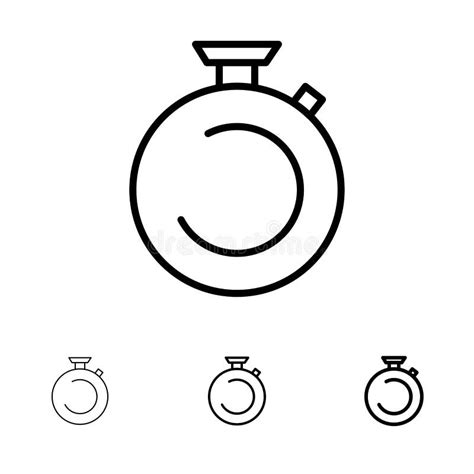 Compass Clock Stopwatch Timer Watch Bold And Thin Black Line Icon Set Stock Vector