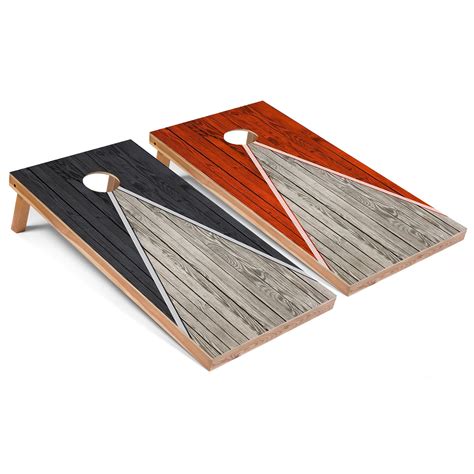 Skips Garage Dark Grey And Orange Pyramid Cornhole Boards Includes