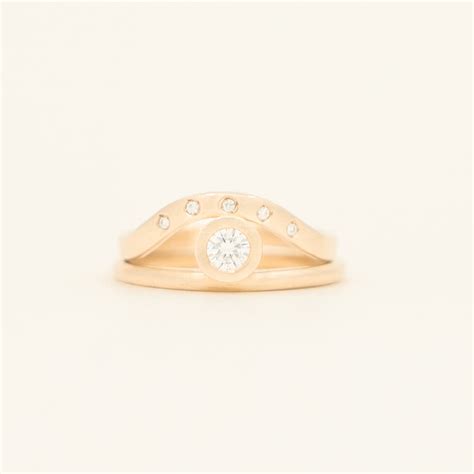 Diamond Signature Stack Yellow Gold Argent Silversmith
