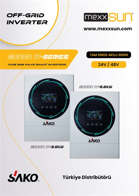 Sako Sunon Tam Sinüs Akıllı İnverter Iv 36kw 24v 450vdc Premium