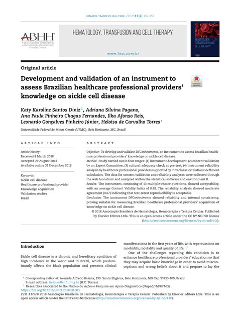 Pdf Development And Validation Of An Instrument To Assess Brazilian
