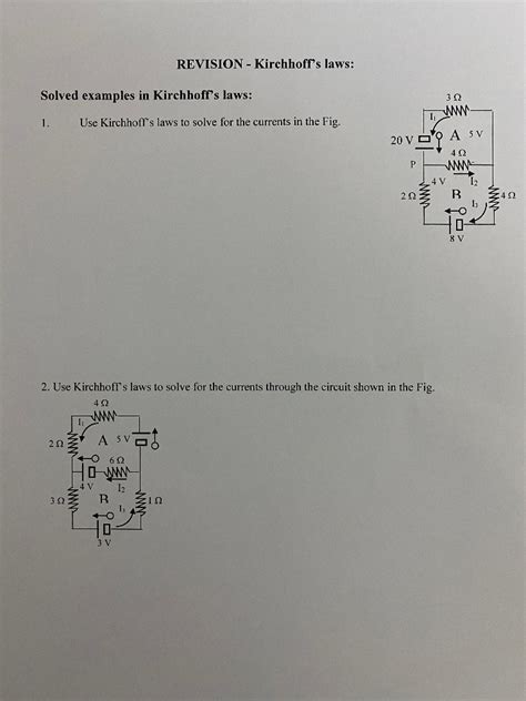 Solved REVISION Kirchhoff S Laws Solved Examples In Chegg