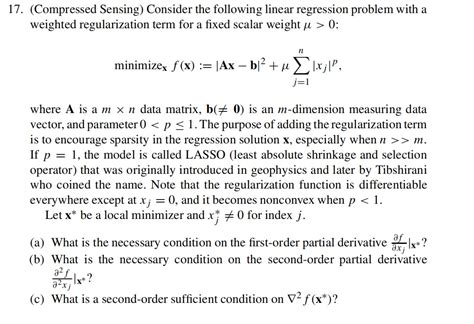 Solved Compressed Sensing Consider The Following Linear Chegg