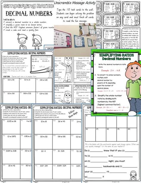 Simplifying Ratios Decimal Numbers By Teach2tell Tpt