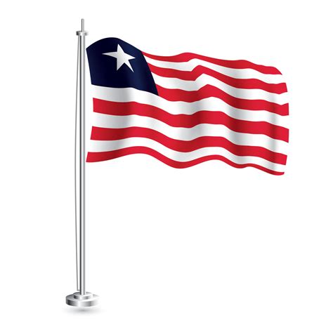 Liberian Flag Isolated Realistic Wave Flag Of Liberia Country On Flagpole 17797589 Vector Art