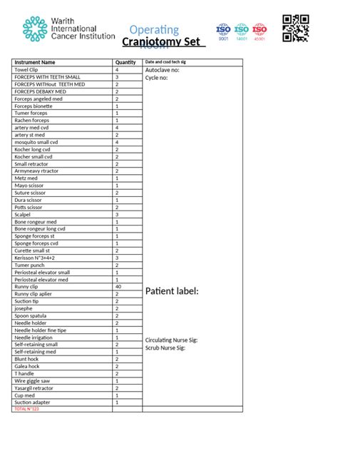 Craniotomy Set Pdf