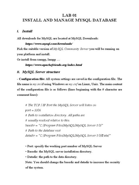 Lab01 Mysql Pdf My Sql Databases