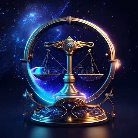 Libra And Scales Of Justice In Space Flat Vector Illustration