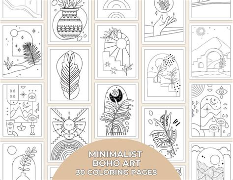 Printable Minimalist Boho Coloring Pages For Adults Aesthetic Coloring