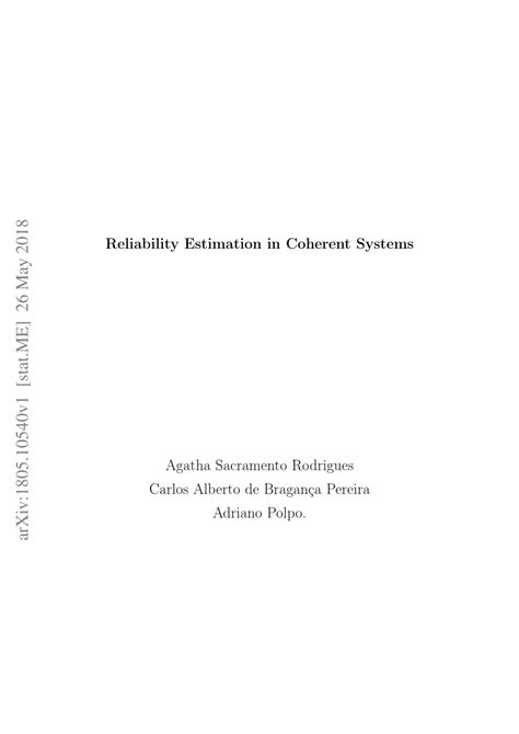 Pdf Reliability Estimation In Coherent Systems
