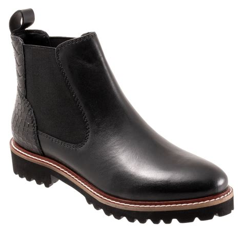 Softwalk Indy S2251 001 Womens Black Wide Leather Slip On Chelsea Boot