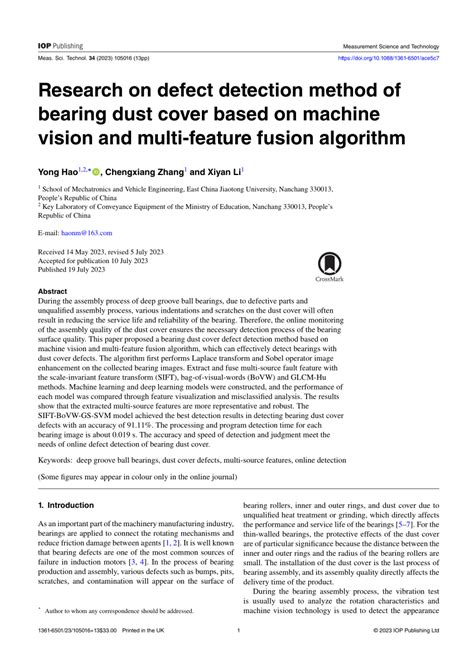 Research On Defect Detection Method Of Bearing Dust Cover Based On Machine Vision And Multi