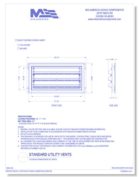 Foundation Vents Mid America Siding Components Caddetails