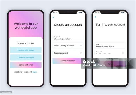 Modèle Vectoriel De Conception De Wireframes Dapplication Mobile Vecteurs Libres De Droits Et
