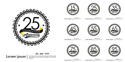 1595 세의 기념일 엠블럼 세트 축하 기념일 로고 메달은 흰색 배경에 월계관과 리본으로 격리되어 있습니다 웹 전단지 포스터 인사말 카드에 대한 벡터 일러스트 레이 션