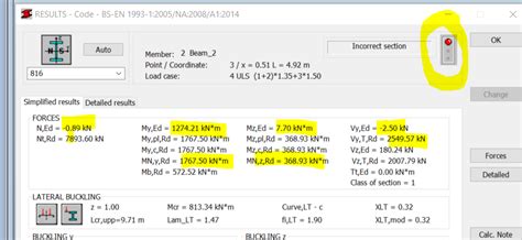 Too High Utilization Ratio For Members In Respect To Internal Forces