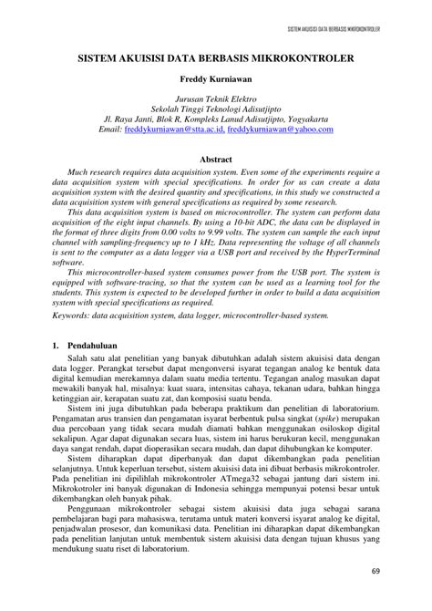 Pdf Sistem Akuisisi Data Berbasis Mikrokontroler