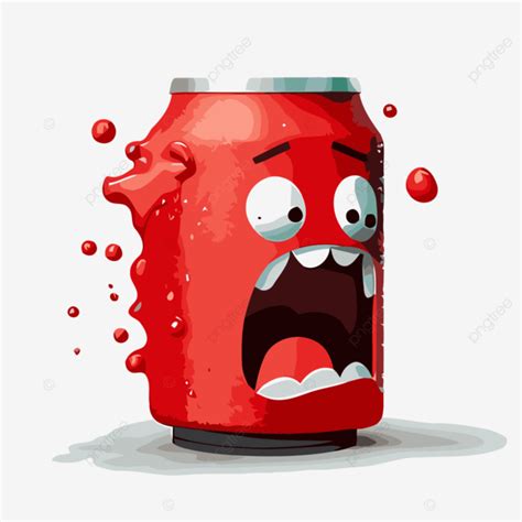 Coke Can Vector Sticker Clipart Red Soda Can That Is Screaming And Angry Cartoon Sticker