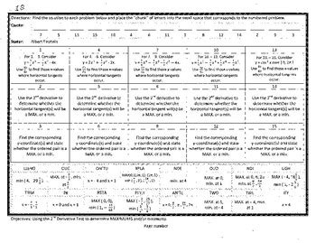 AP AB Calculus No Calculator Testing For MAXIMUMS And Minimums Puzzle 18