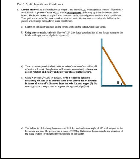 1 Ladder Problem A Uniform Ladder Of Length L And Mass M Leans