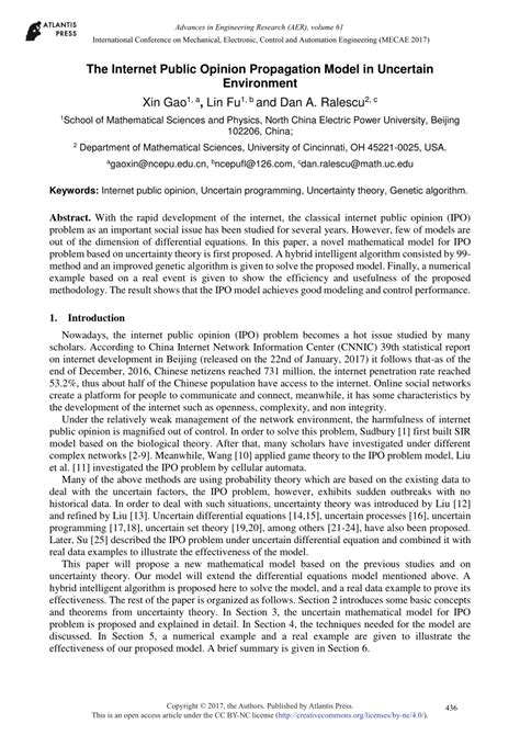 Pdf The Internet Public Opinion Propagation Model In Uncertain