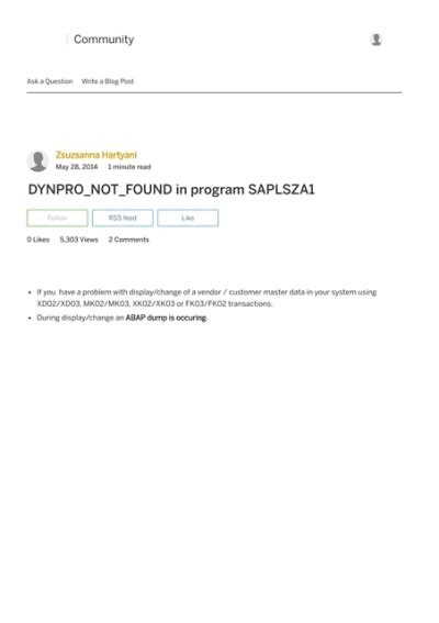 Dynpronotfound In Program Saplsza1