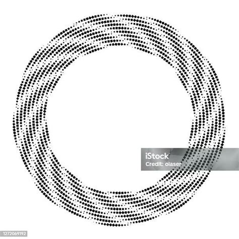 크기를 사용하여 퇴색 사각형 점의 원형 패턴으로 만든 소용돌이 모양 여러 궤도 밧줄에 대한 스톡 벡터 아트 및 기타 이미지