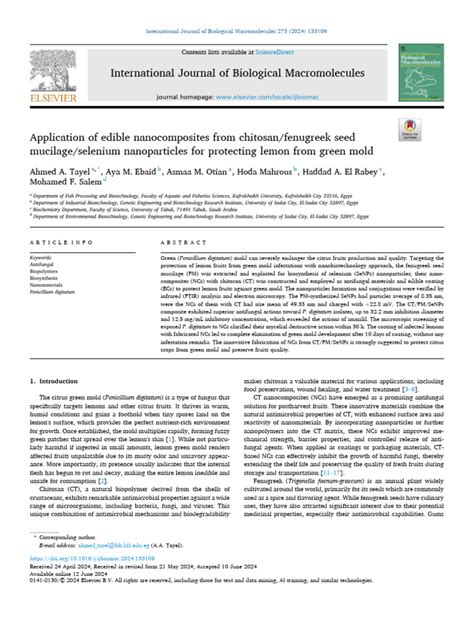 Application Of Edible Nanocomposites From Chitosan Fenugreek Seed Mucilage Selenium