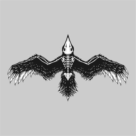 까마귀 새 해골 그림 프리미엄 벡터