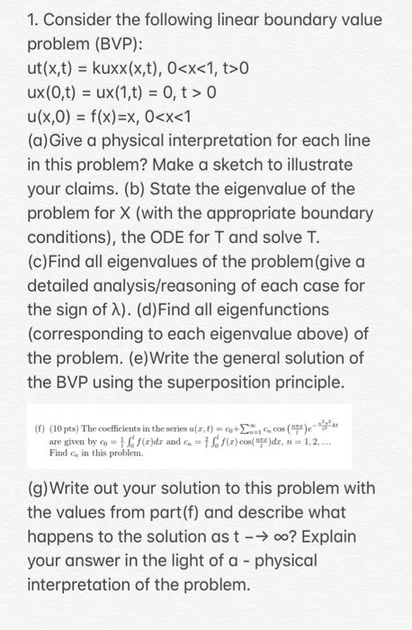 Solved 1 Consider The Following Linear Boundary Value