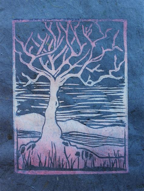 Tree Block Print Etsy