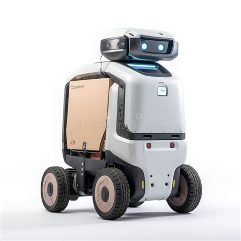 Autonomous Delivery Robot With Obstacle Avoidance Sensors Moving At 6 Mph Stock Image Image