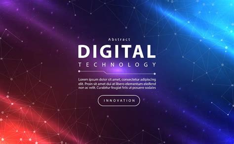 Digital Technology Banner Pink Blue Background Concept With Technology Line Light Effect