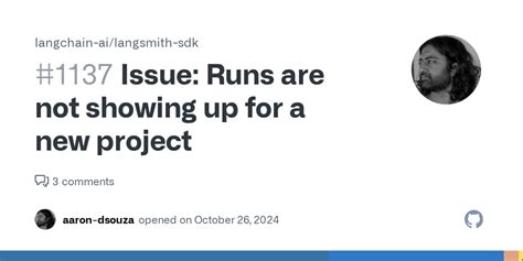 issue runs are not showing up for a new project · issue 1137