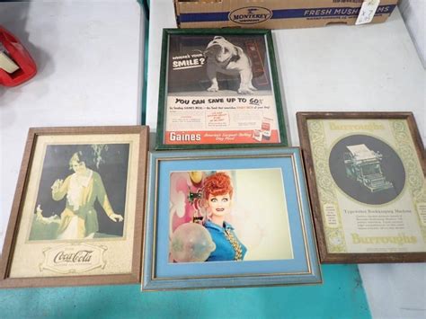 Framed Advertising Lucile Ball Includes Coca Cola Burroughs