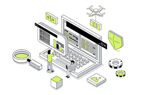 Programming 3d Isometric Concept In Outline Isometry Design For Web