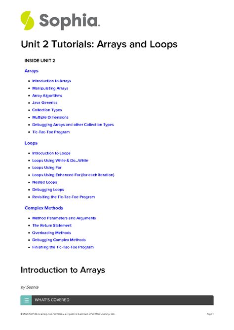 Java Programming I Unit 2 Tutorials Arrays And Loops Unit 2 Tutorials